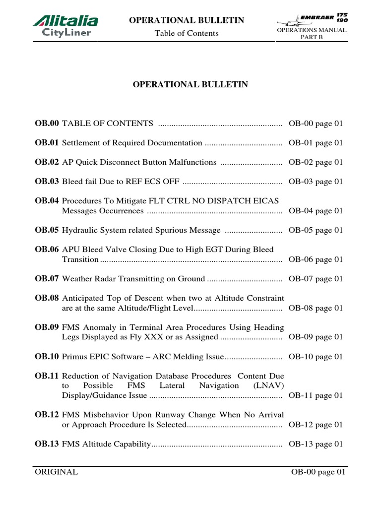 OB AOM B (Operational Bulletin) | PDF