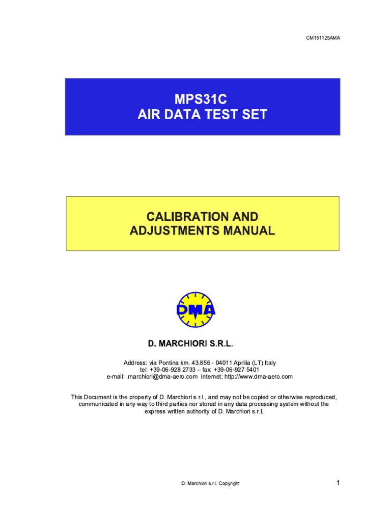 MPS31C Calibration & Adjustment Manual | PDF