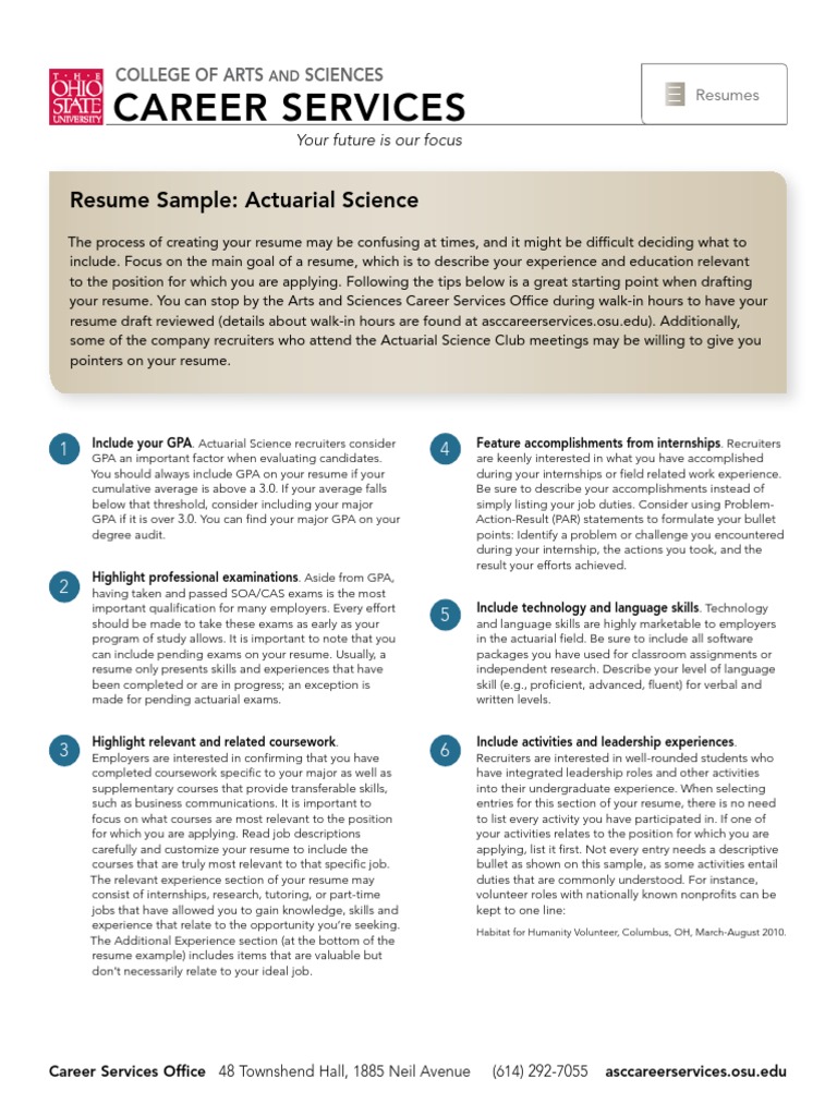Actuarial Science Resume | PDF | Actuary | Résumé