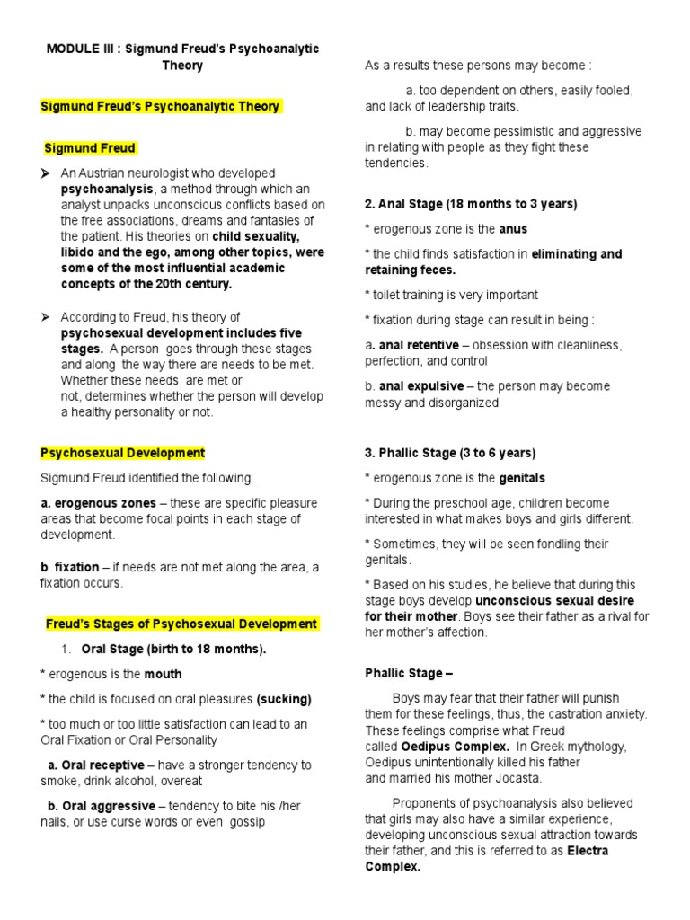 Module-III-Psychoanalytic-Freud | PDF | Id | Psychoanalysis