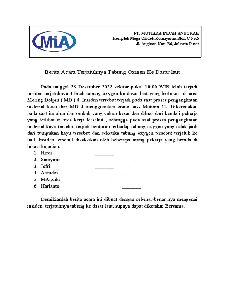 Berita acara insiden | PDF