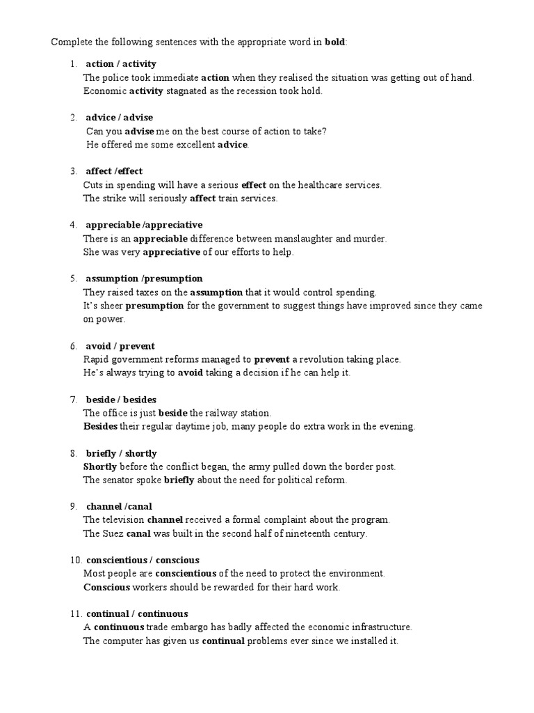 Confusing Pairs and False Friends - Homework | PDF | Finance & Money ...