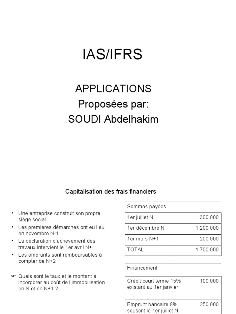 Cas Pratiques de L'exposé IAS - IFRS | PDF | Prêts | Secteur privé