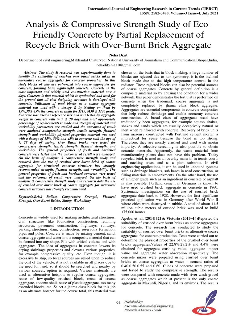 Analysis & Compressive Strength Study of Eco-Friendly Concrete by ...