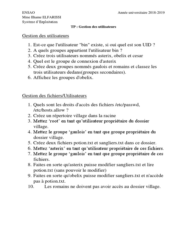 TP - 3 - Gestion Des Utilisateurs | PDF