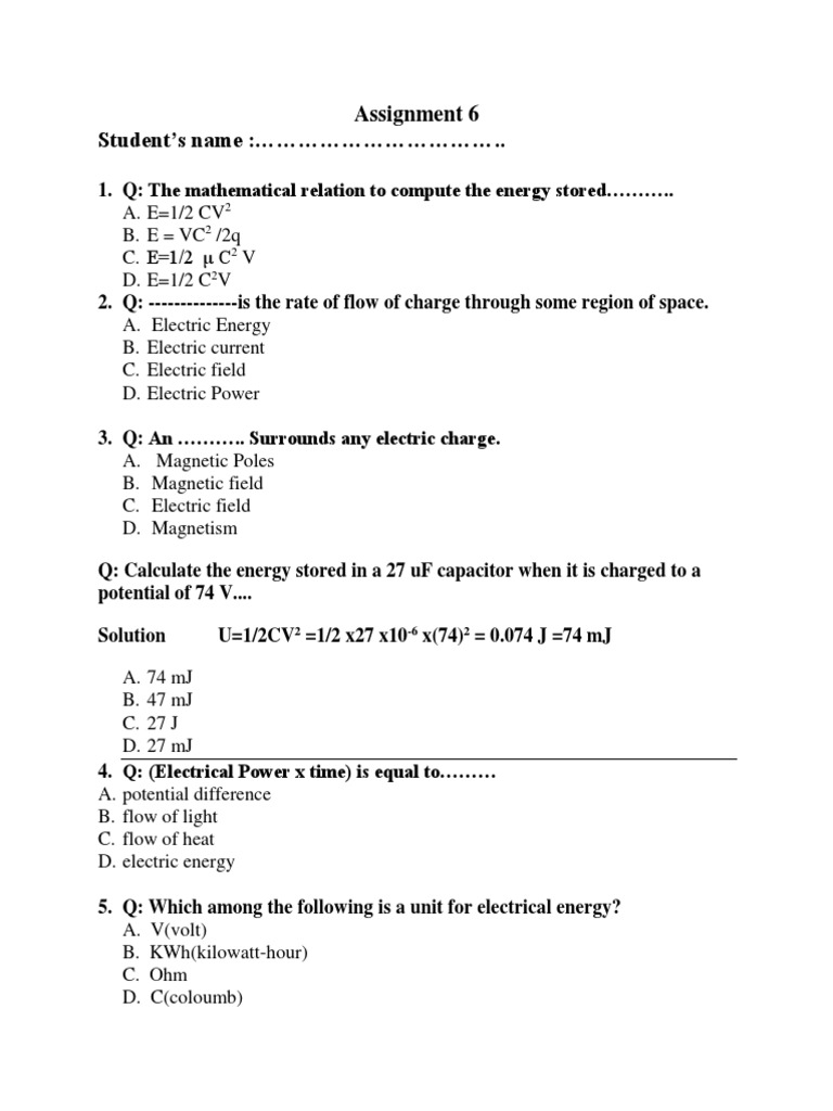 Assignments Chapter 6 . | PDF | Electrical Resistivity And Conductivity ...