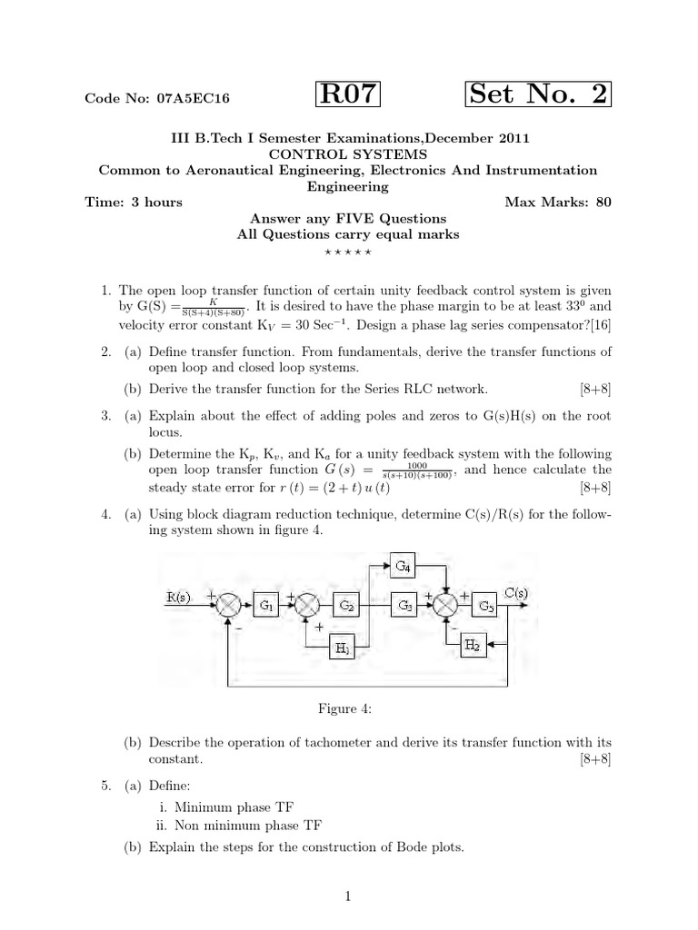 CS Previous Question Papers | Download Free PDF | Control Theory | Feedback