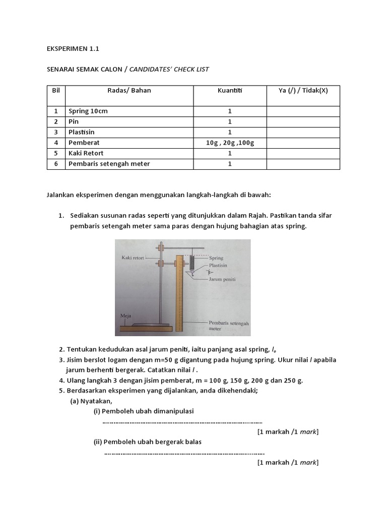 Eksperimen 1 Hukum Hooke | PDF