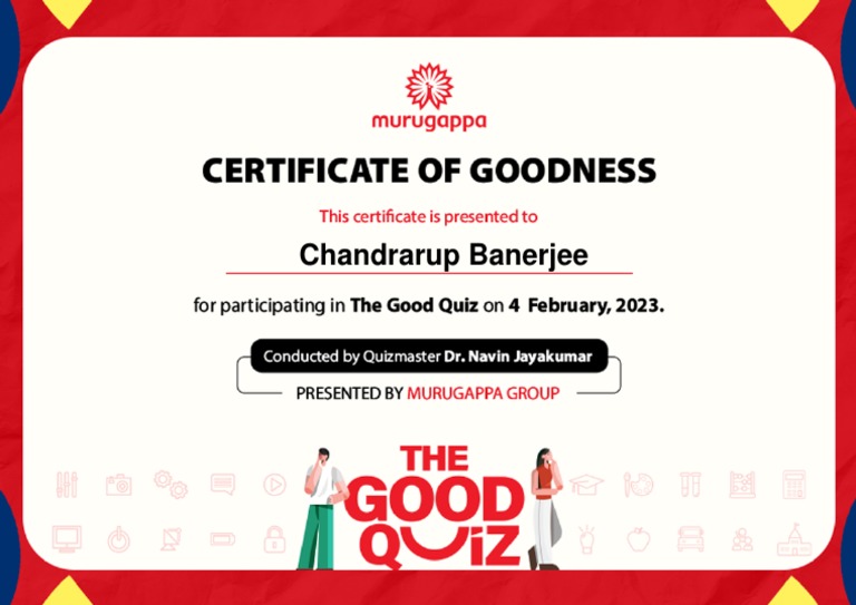 The Good Quiz Participation Certificate | PDF