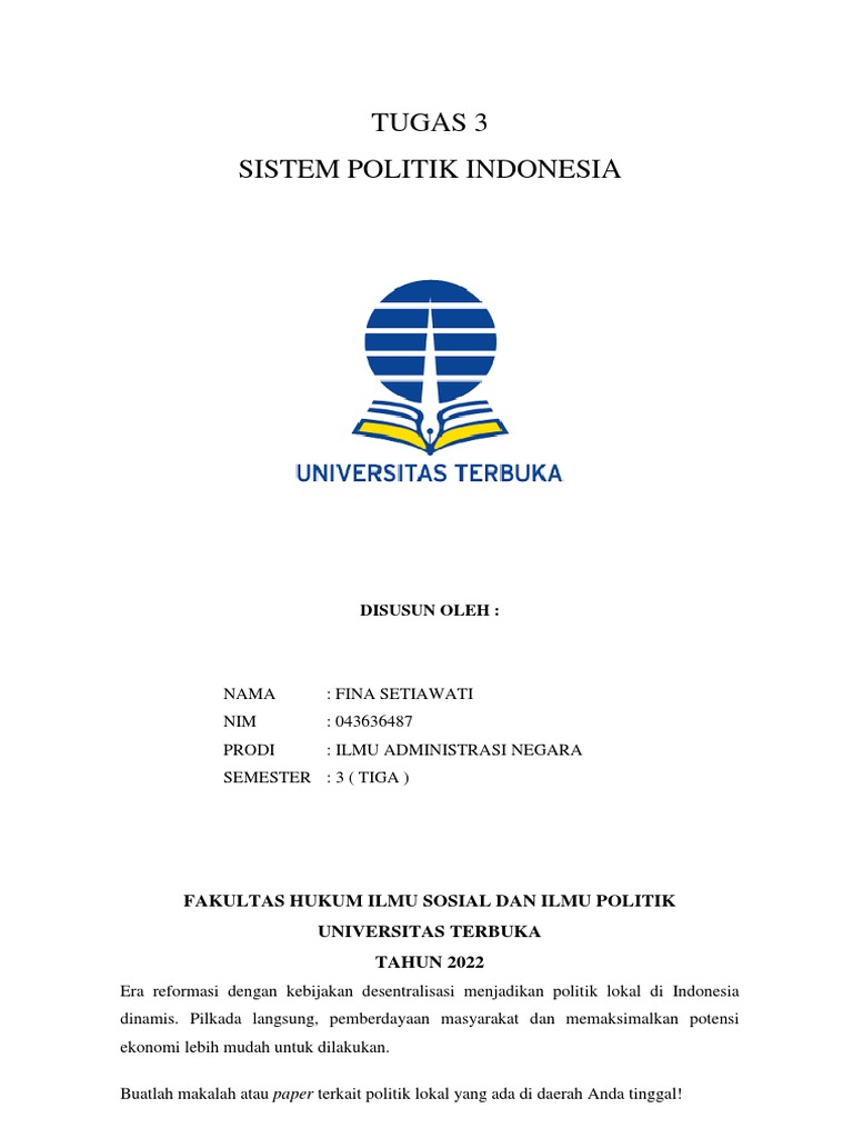 TUGAS 3 SISTEM POLITIK INDONESIA | PDF