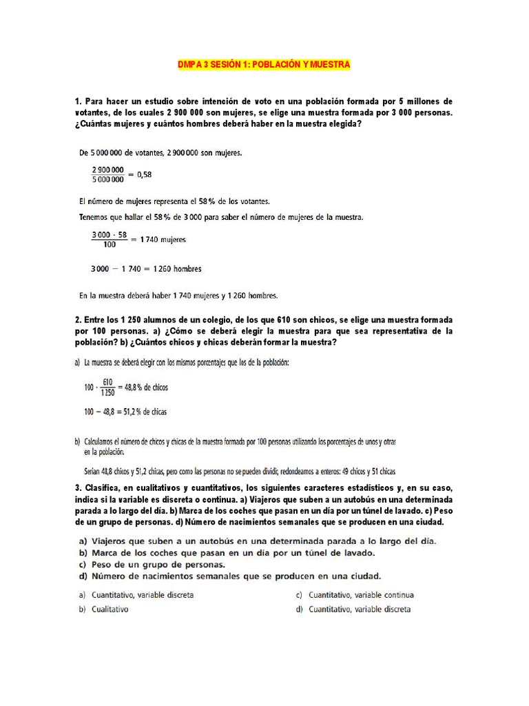 Dmpa 3 Sesion 1 | PDF | Muestreo (Estadísticas) | Estadísticas
