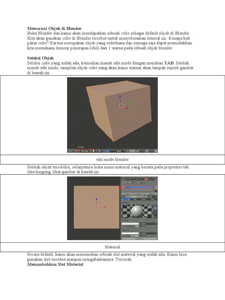 Mewarnai Objek Di Blender | PDF