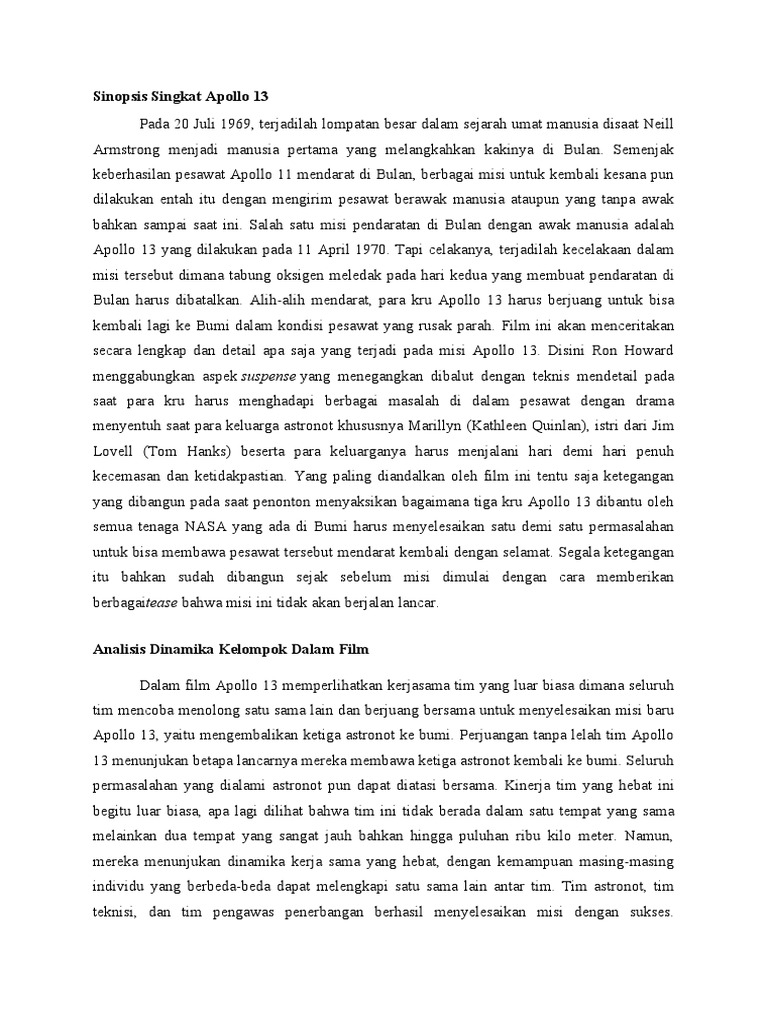 Sinopsis Singkat Apollo 13 | PDF