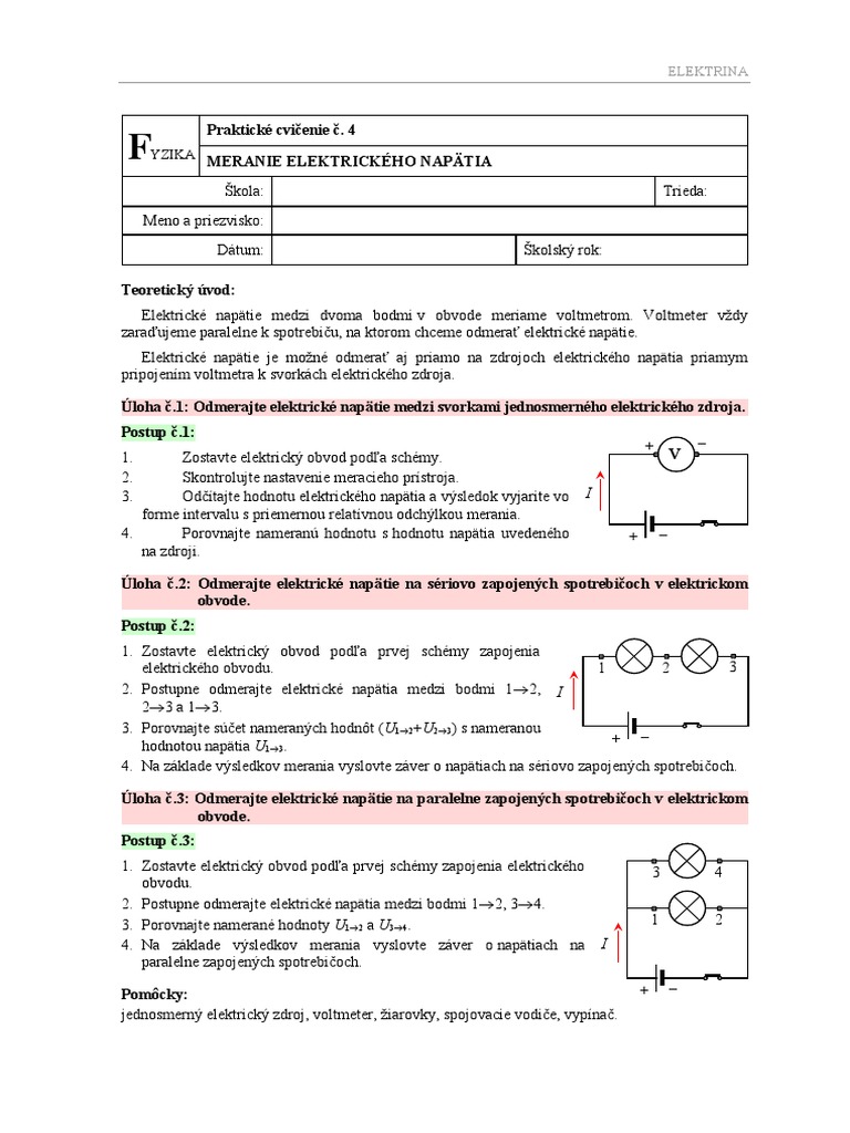 4 - Meranie Elektrického Napätia | PDF