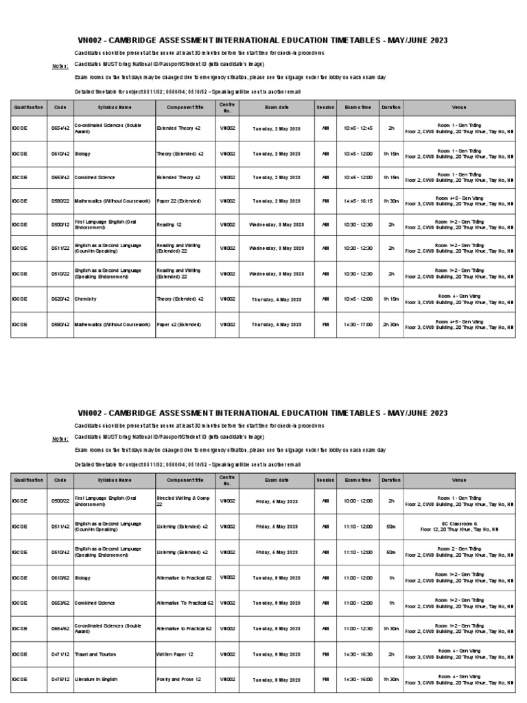 IGCSE May/June 2023 Exam Timetable | PDF | Schools | Student Assessment ...