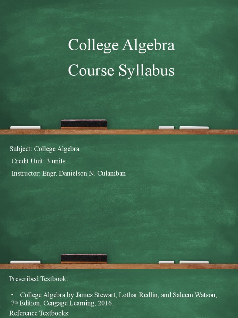 College Algebra Course Syllabus | PDF | Teaching Methods & Materials ...
