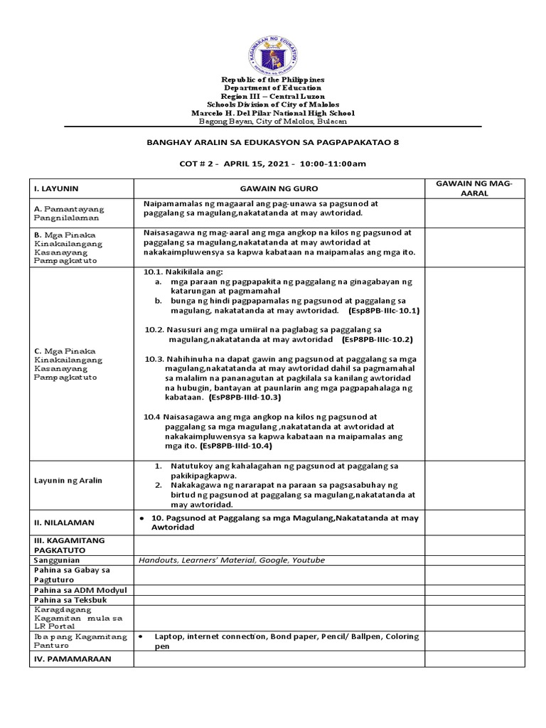 ESP 8 VCC - DLP COT 2 N Report 2021 | PDF