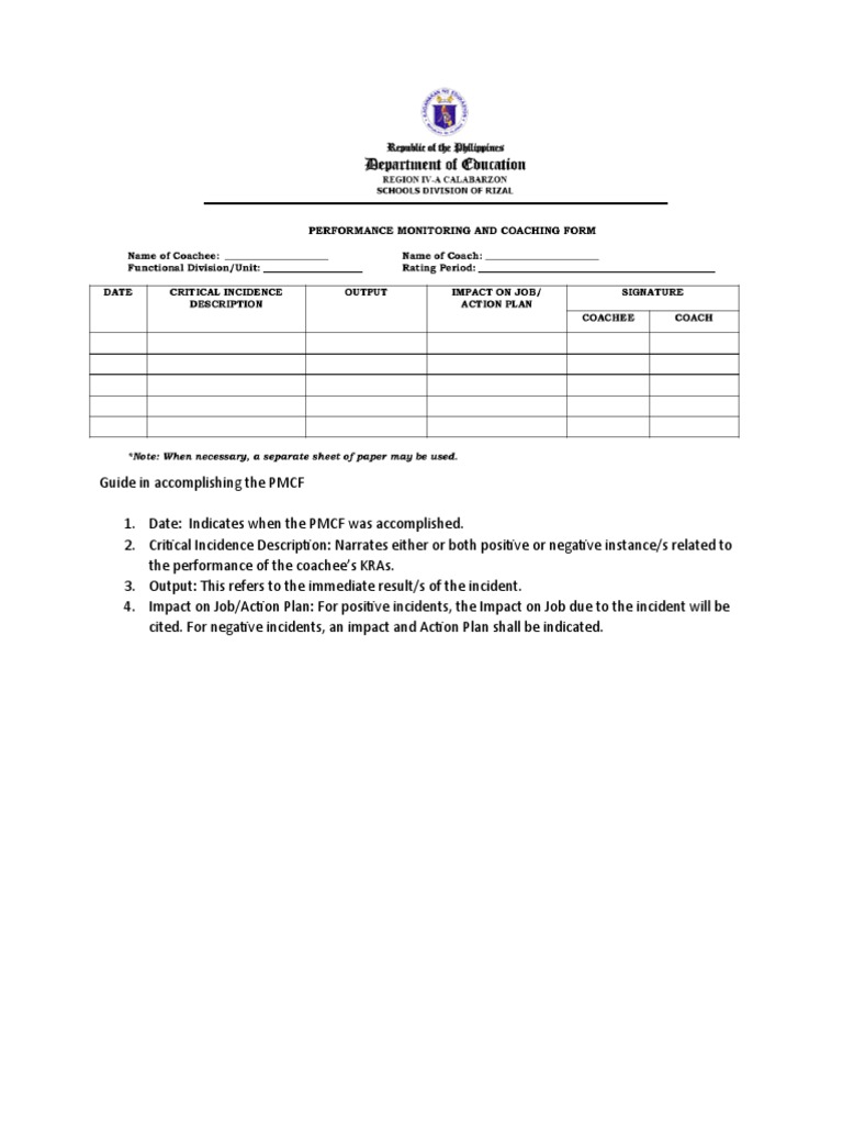 Guide in Accomplishing The PMCF | PDF