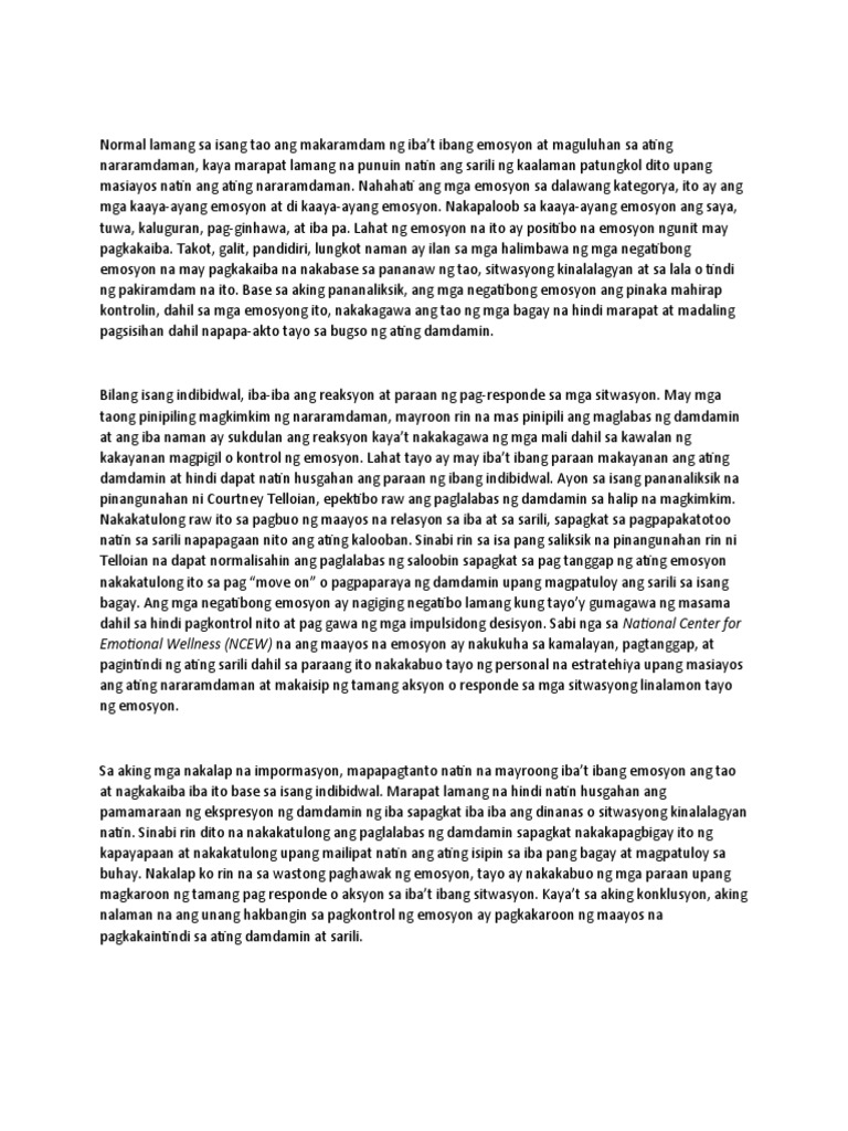 Pagkontrol NG Emosyon | PDF