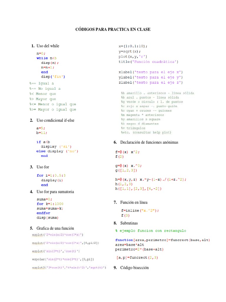 Códigos para Practica en Clase | PDF
