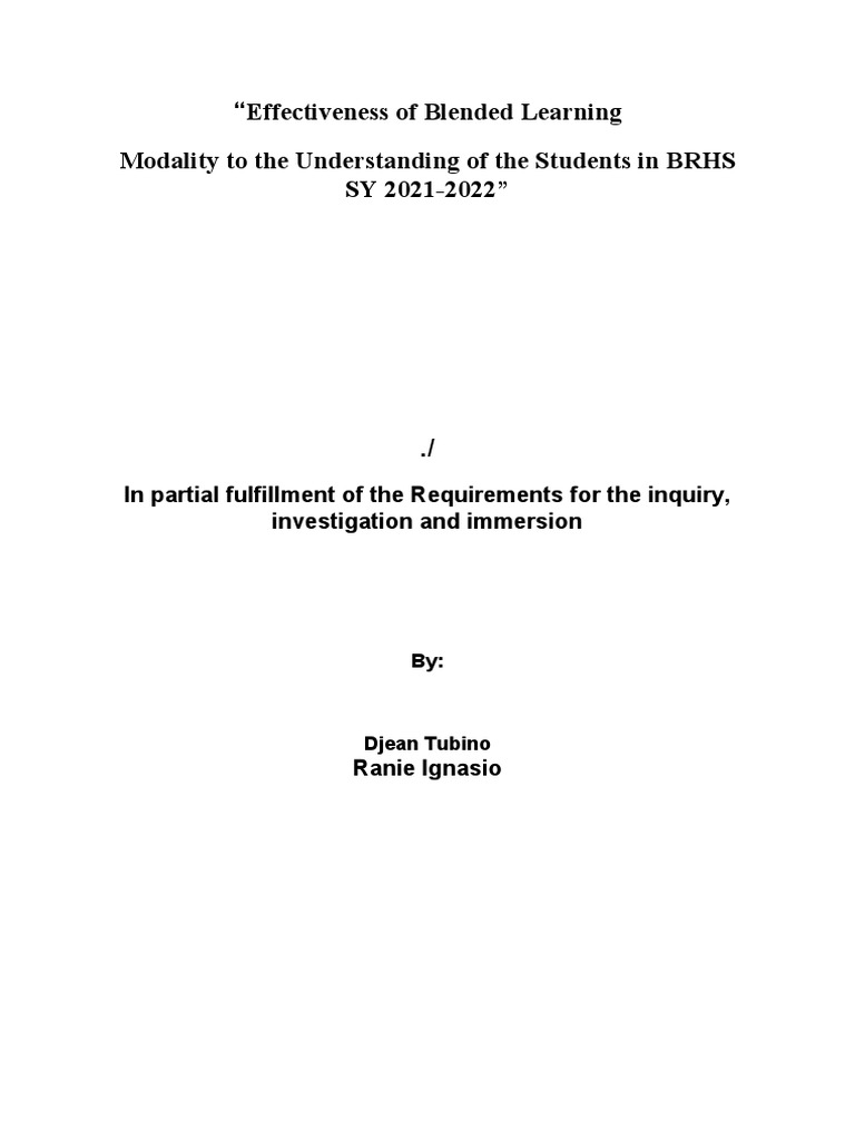 Research, The Effectivness of Blended Learning | PDF | Survey ...