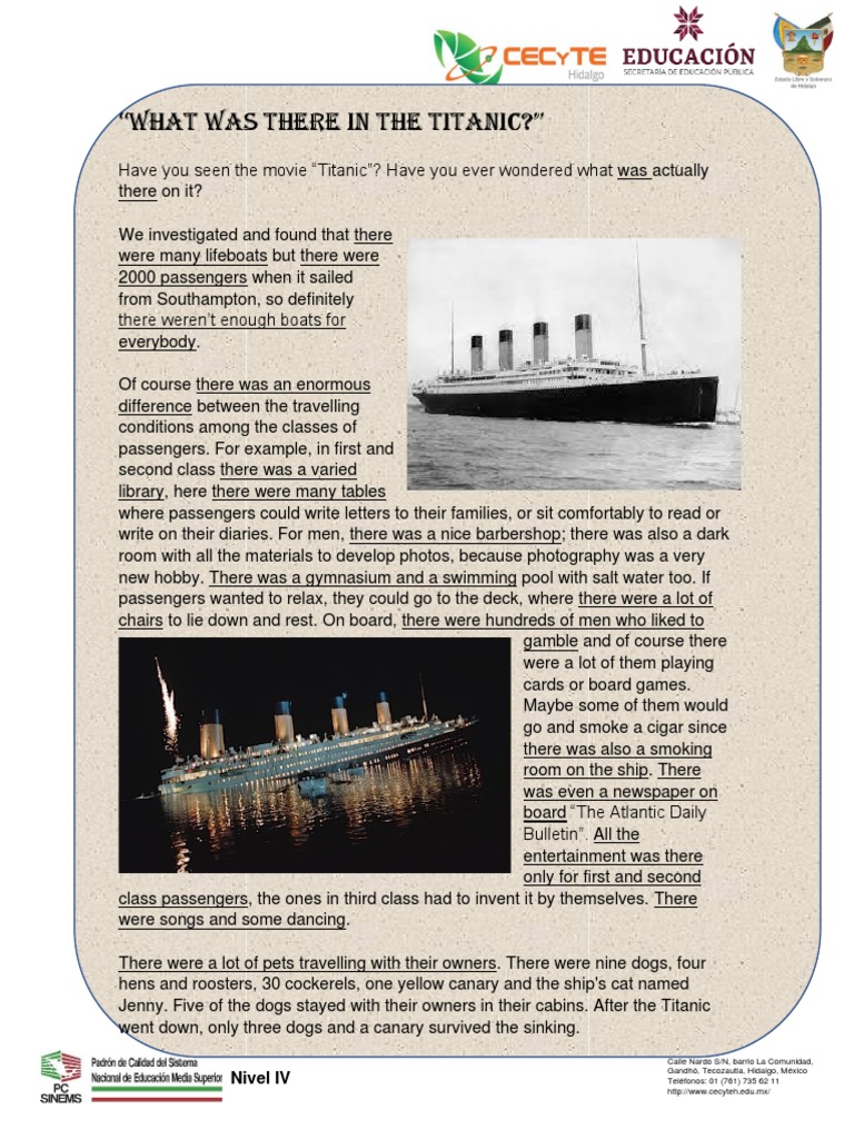 Titanic Passenger Amenities and Activities | PDF