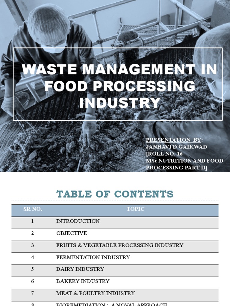 Waste Management in Food Processing | PDF