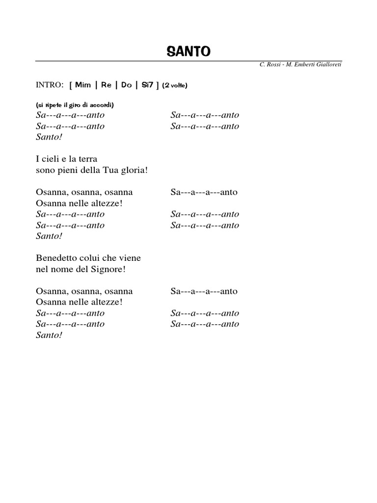 Sant Osanna Nelle Altezze | PDF