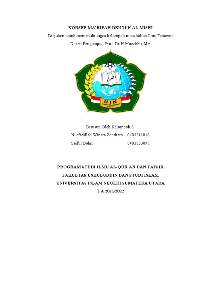 Konsep Ma'rifah Dzunun Al Misri | PDF | Ilmu Sosial | Filsafat