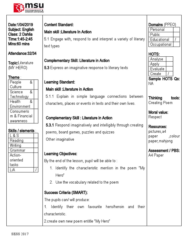 My Hero - Lesson Plan | PDF | Hero | Communication