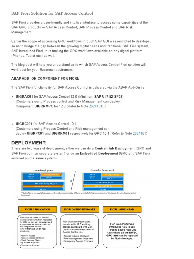 Sap Fiori Solution For Sap Access Control Pdf