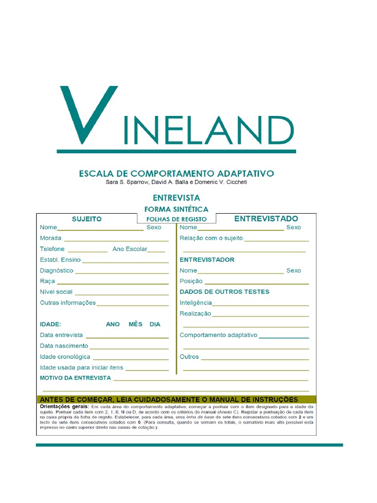 Escala Vineland - Comportamento Adaptativo | PDF