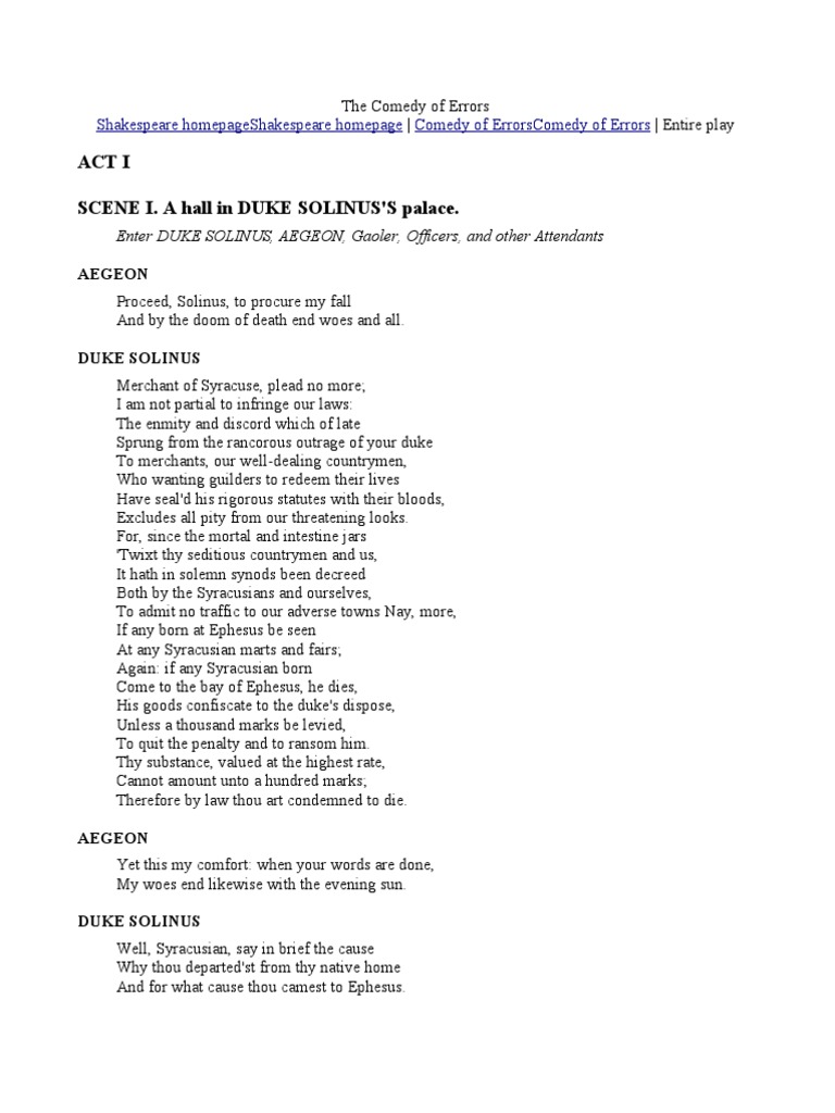 William Shakespeare A Comedy of Errors | PDF | The Comedy Of Errors | Thou