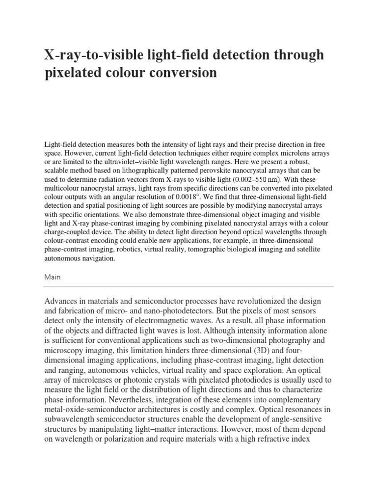 X-ray to Visible Light Detection Method | PDF