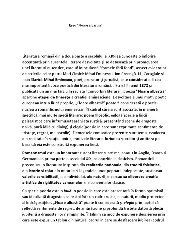 Eseu Floare Albastra | PDF