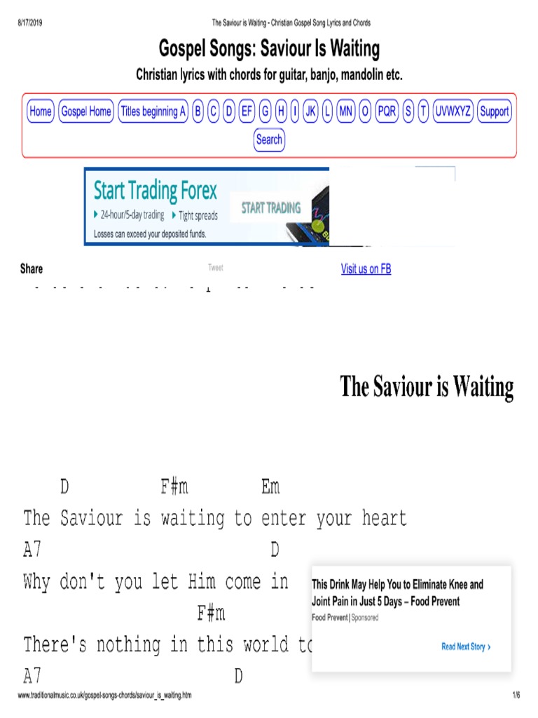 The Saviour Is Waiting - Christian Gospel Song Lyrics and Chords | PDF
