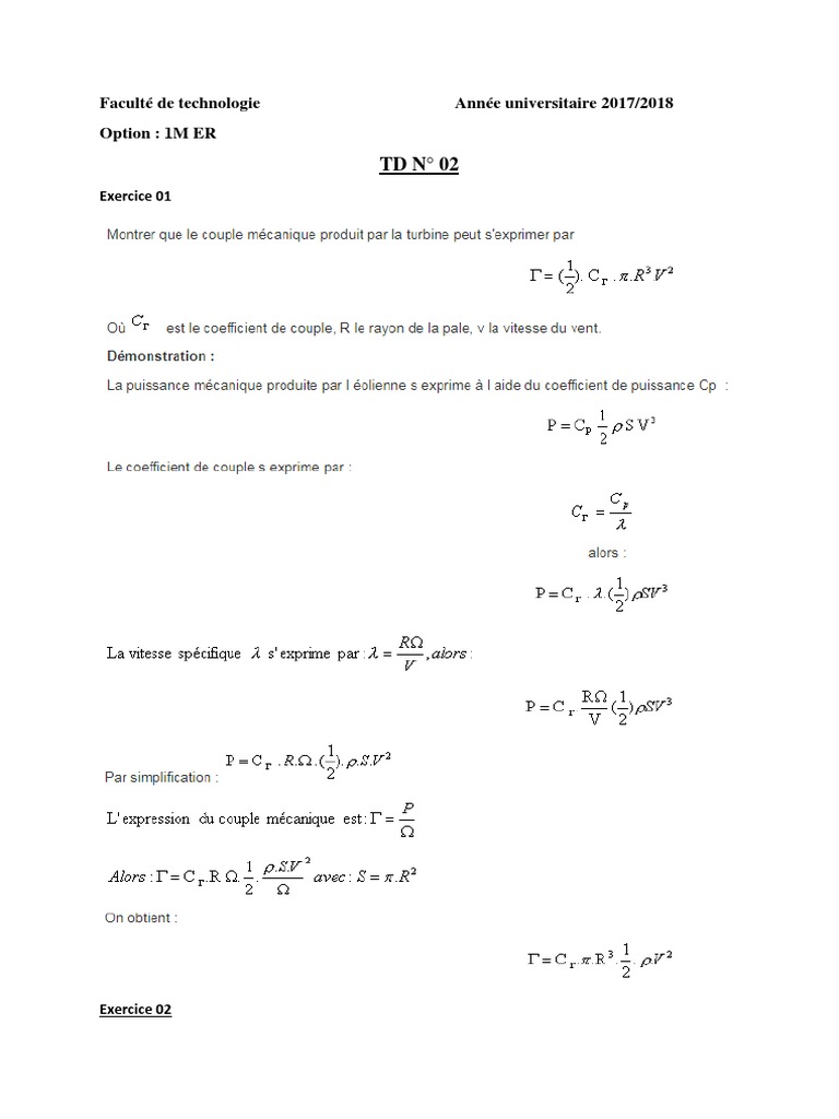 TD2 Et Solution | PDF | Puissance (physique) | Plaie