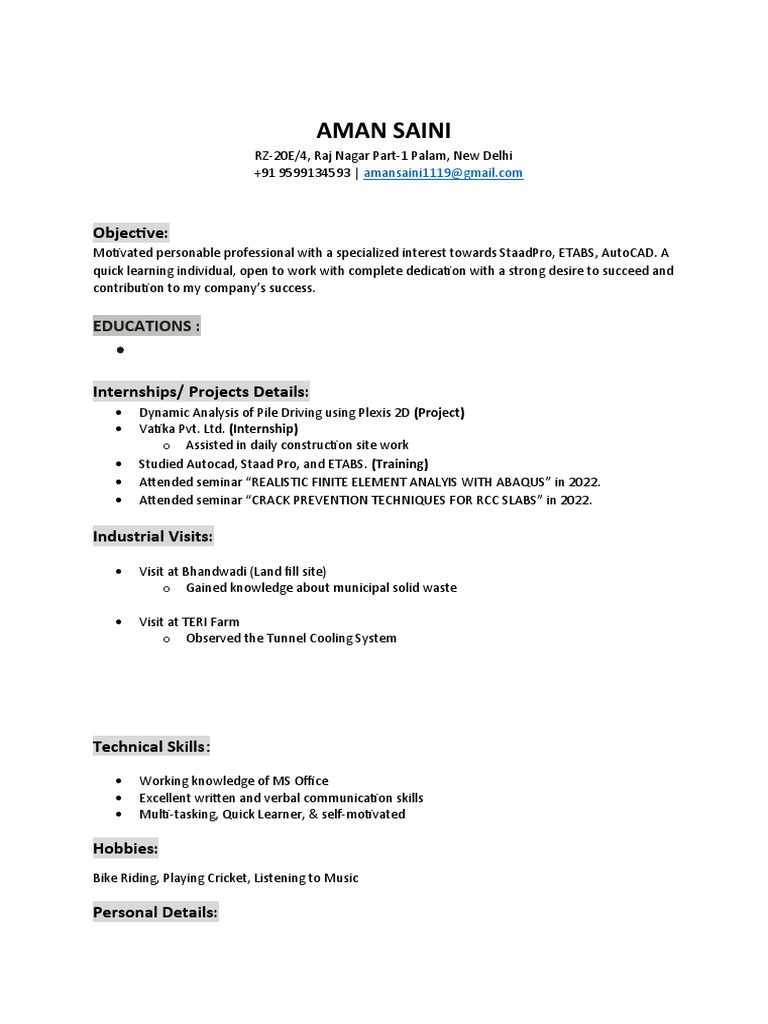 Aman Saini Resume | PDF