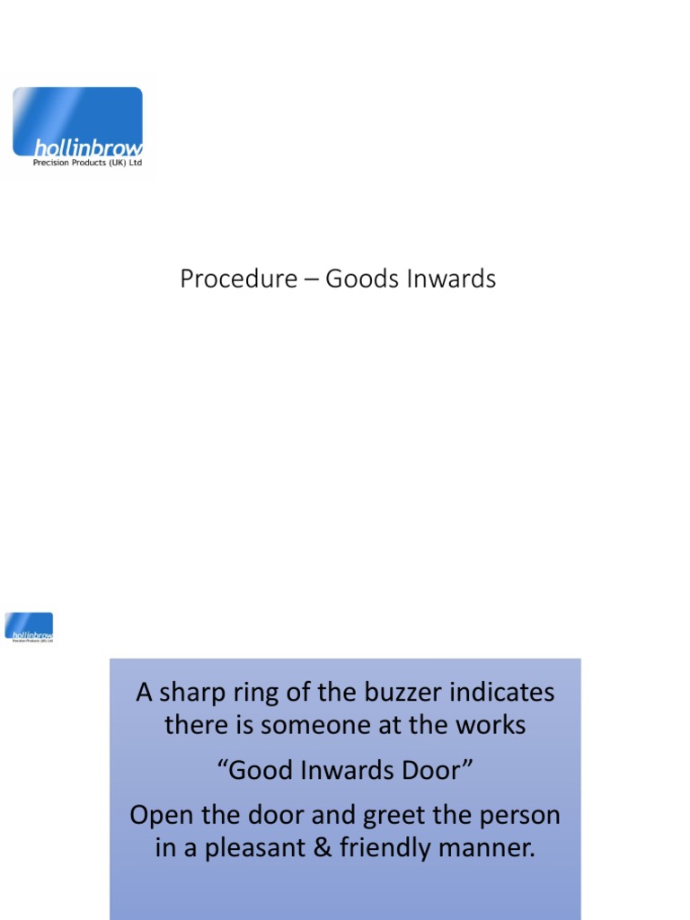 Goods Inwards Procedure Training | PDF | Courier | Supply Chain Management