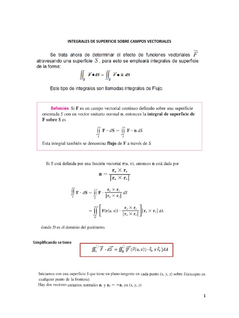Integrales de Superficie Sobre Campos Vectoriales | PDF | Integral | Divergencia