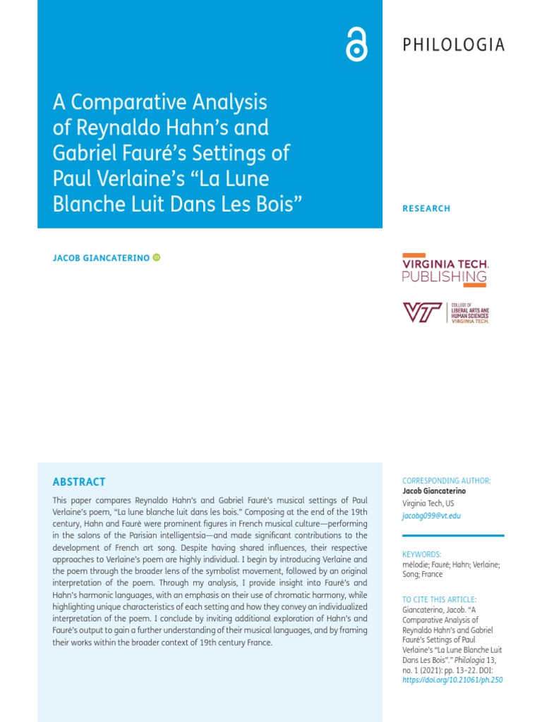 A Comparative Analysis of Reynaldo Hahn's and Gabriel Fauré's | PDF