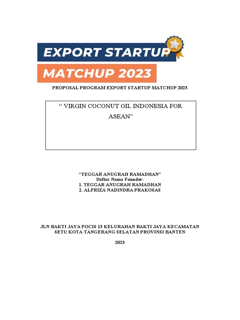 FORMAT PROPOSAL PROGRAM EXPORT STARTUP MATCHUP 2023 v.05 OK | PDF