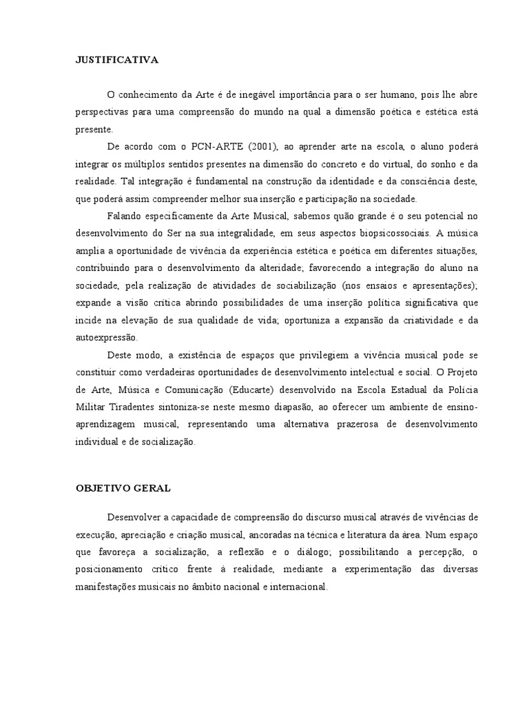 Projeto Educarte | PDF Projeto Educarte | PDF