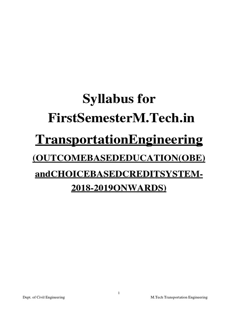 Syllabus of M.tech Transportation Engineering | PDF | Statistics | Concrete