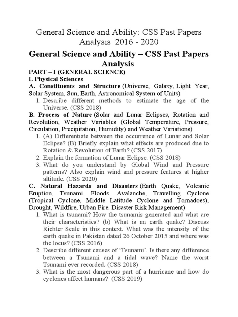 General Science and Ability | PDF | Earth | Natural Disasters