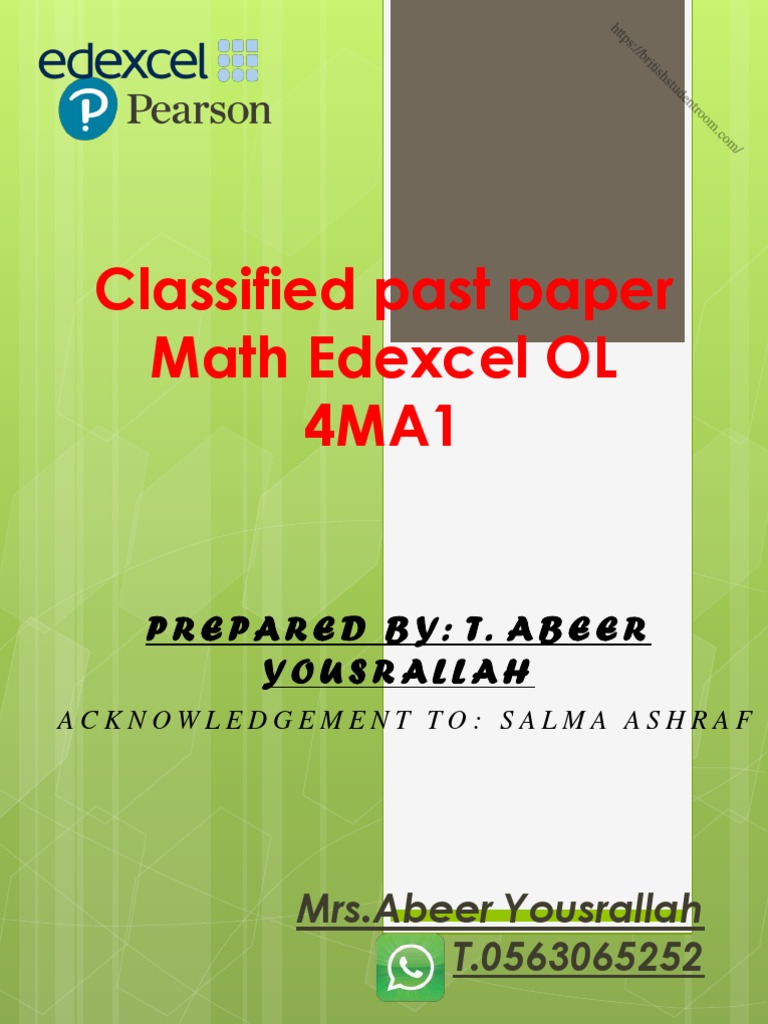 Classified OL Edexcel Math Edexcel by Mrs - Abeer Yousrallah | PDF