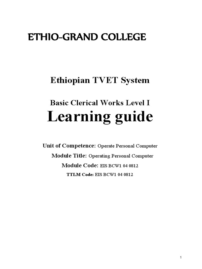 Operate A Personal Computer | PDF