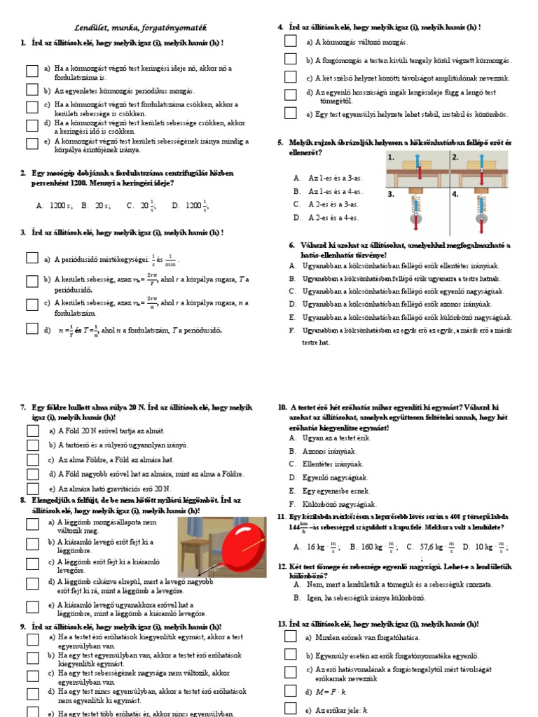 Lendület, forgatónyomaték | PDF