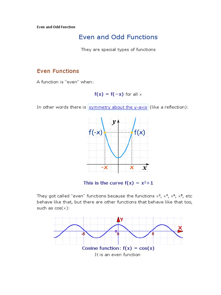 Even And Odd Function Pdf