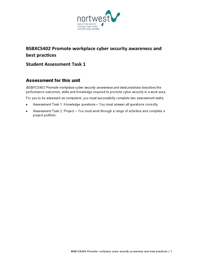 bsbxcs402 Task 1 | PDF | Security | Computer Security